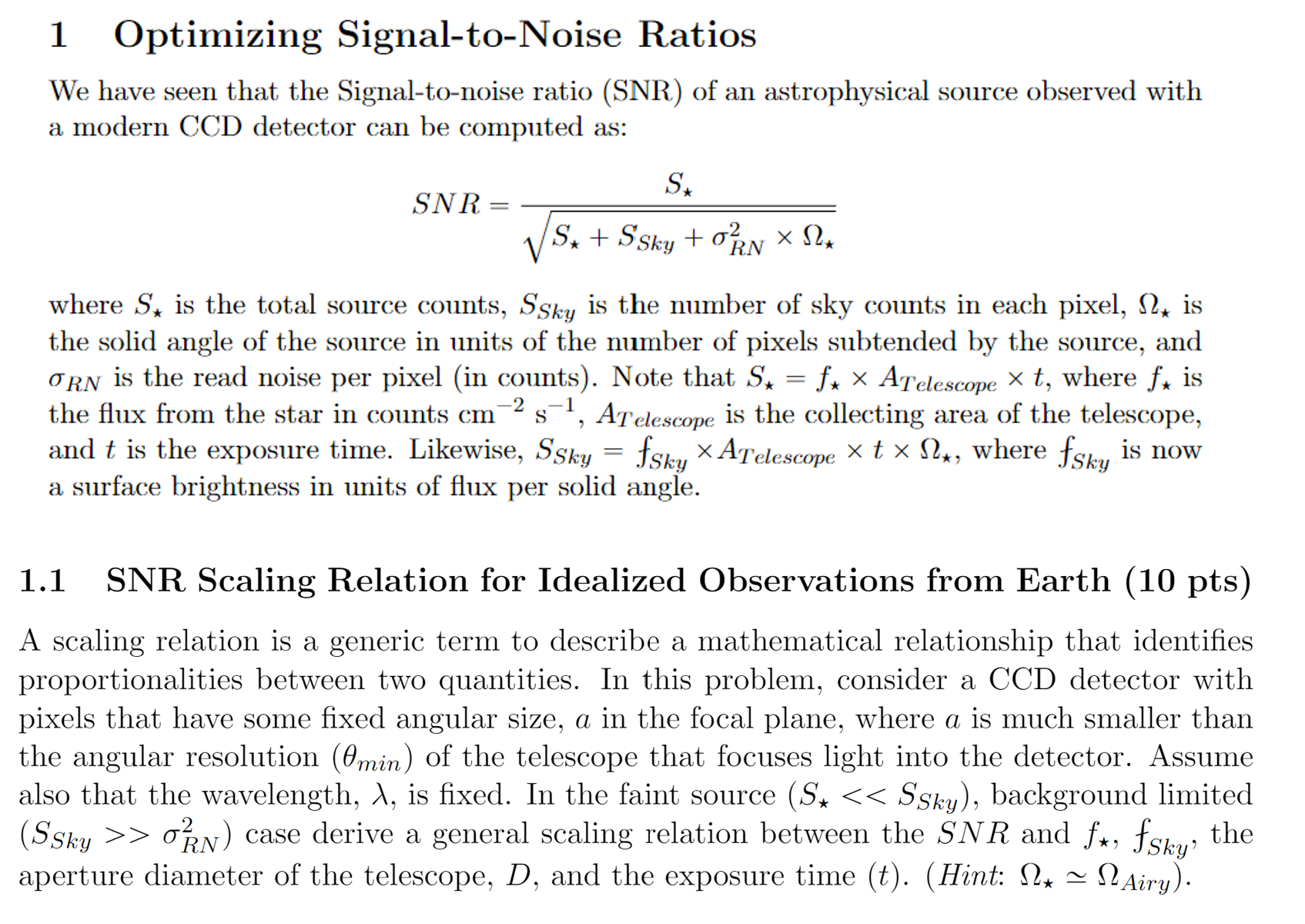 Solved 1 Optimizing Signal-to-Noise Ratios We have seen that | Chegg.com