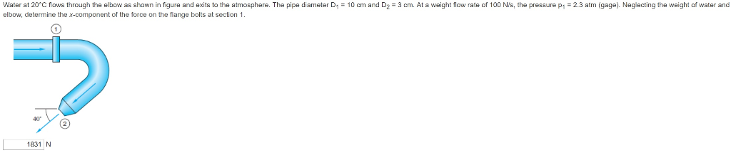 Solved Water at 20°C flows through the elbow as shown in | Chegg.com