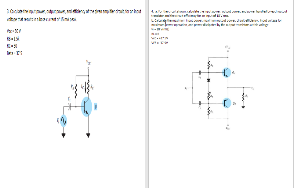 Solved 1. a. Calculate the no-load voltage gain and output | Chegg.com
