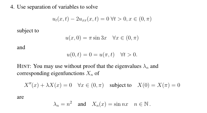 Solved 4. Use separation of variables to solve | Chegg.com