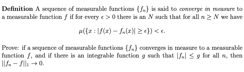 Solved Definition A Sequence Of Measurable Functions {fn} Is