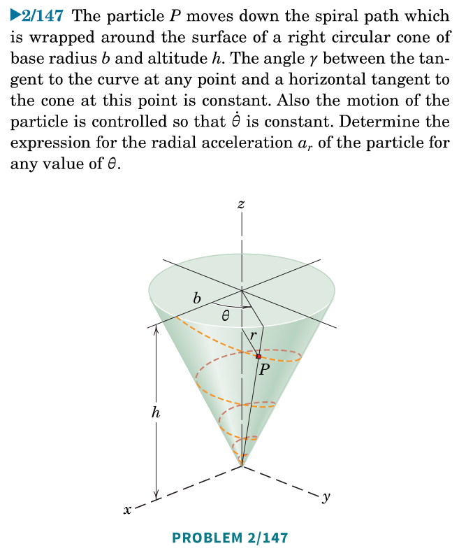 Solved >2/147 The particle P moves down the spiral path | Chegg.com