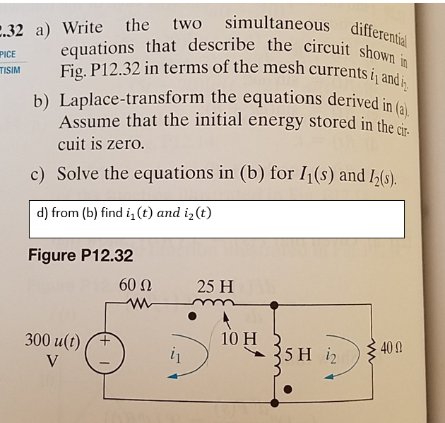 Solved TISIM simultaneous differential 2.32 a) Write the two | Chegg.com