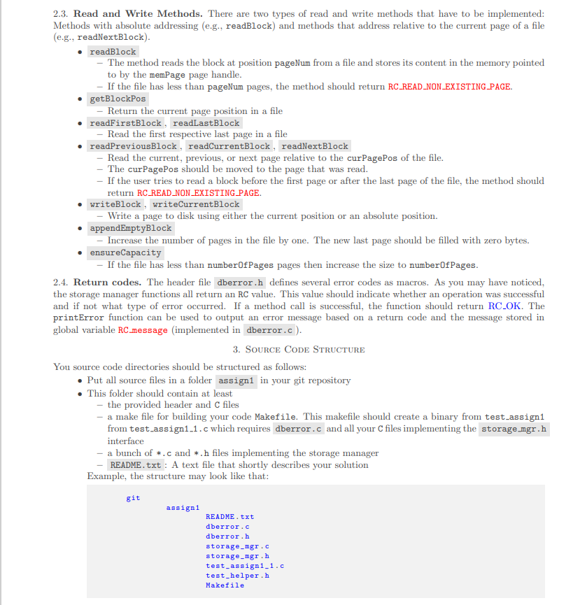 Solved 2.3. ﻿Read and Write Methods. There are two types of | Chegg.com