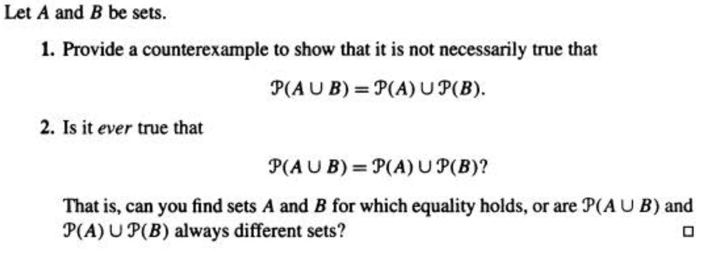 Solved Let A and B be sets. 1. Provide a counterexample to | Chegg.com