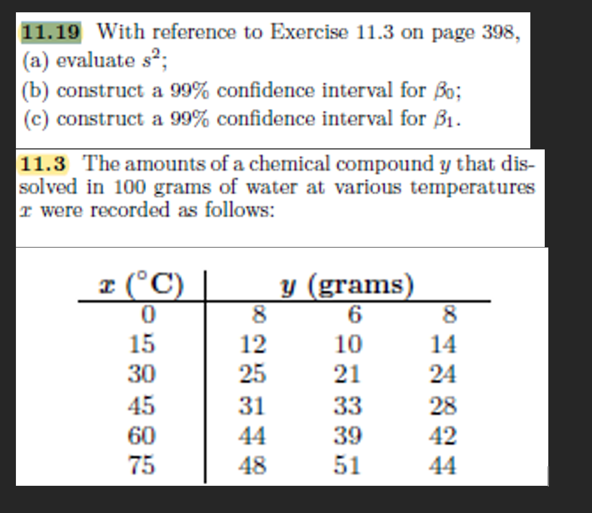 Solved 11.19 With reference to Exercise 11.3 on page 398, | Chegg.com