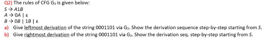 Q2) The rules of CFG3 is given below: | Chegg.com