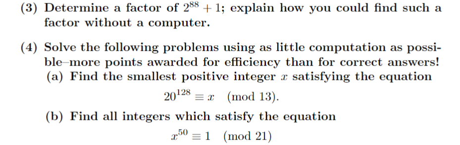 (3) Determine a factor of 288+1; explain how you | Chegg.com
