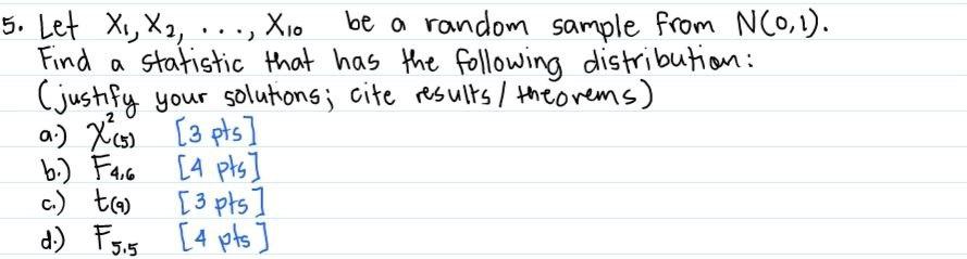 Solved 5. Let X1, X2, ..., X10 be a random sample from | Chegg.com