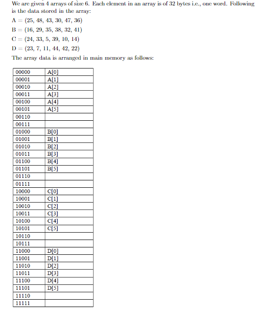 Solved We are given 4 arrays of size 6 . Each element in an | Chegg.com