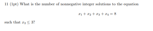 Solved 11 (1pt) What is the number of nonnegative integer | Chegg.com
