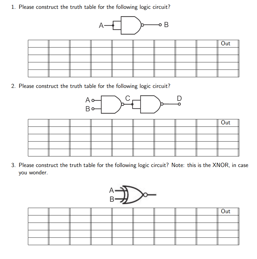 Solved 1. Please construct the truth table for the following | Chegg.com