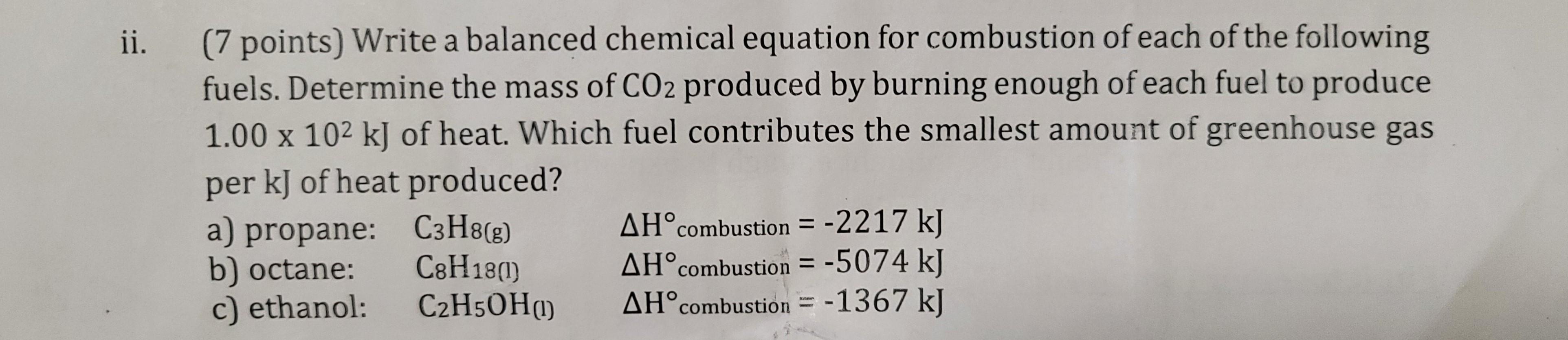 Solved ü. a (7 points) Write a balanced chemical equation | Chegg.com