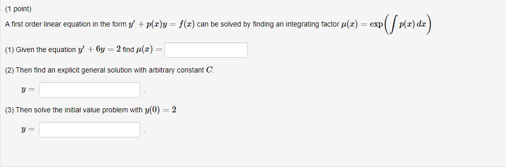 Solved A First Order Linear Equation In The Form 1133
