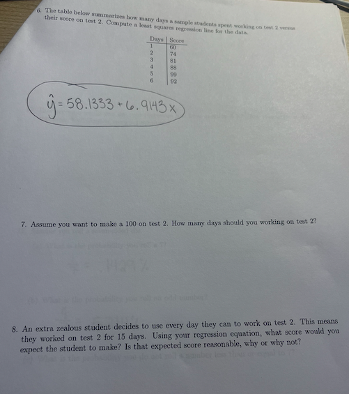 Solved 6. The table below summarizes how many days a sample | Chegg.com