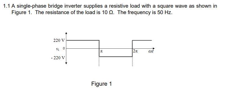 Solved 1.1 A single-phase bridge inverter supplies a | Chegg.com