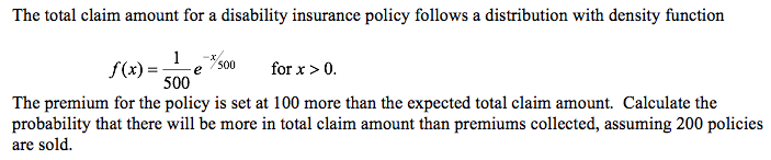 Solved The total claim amount for a disability insurance | Chegg.com