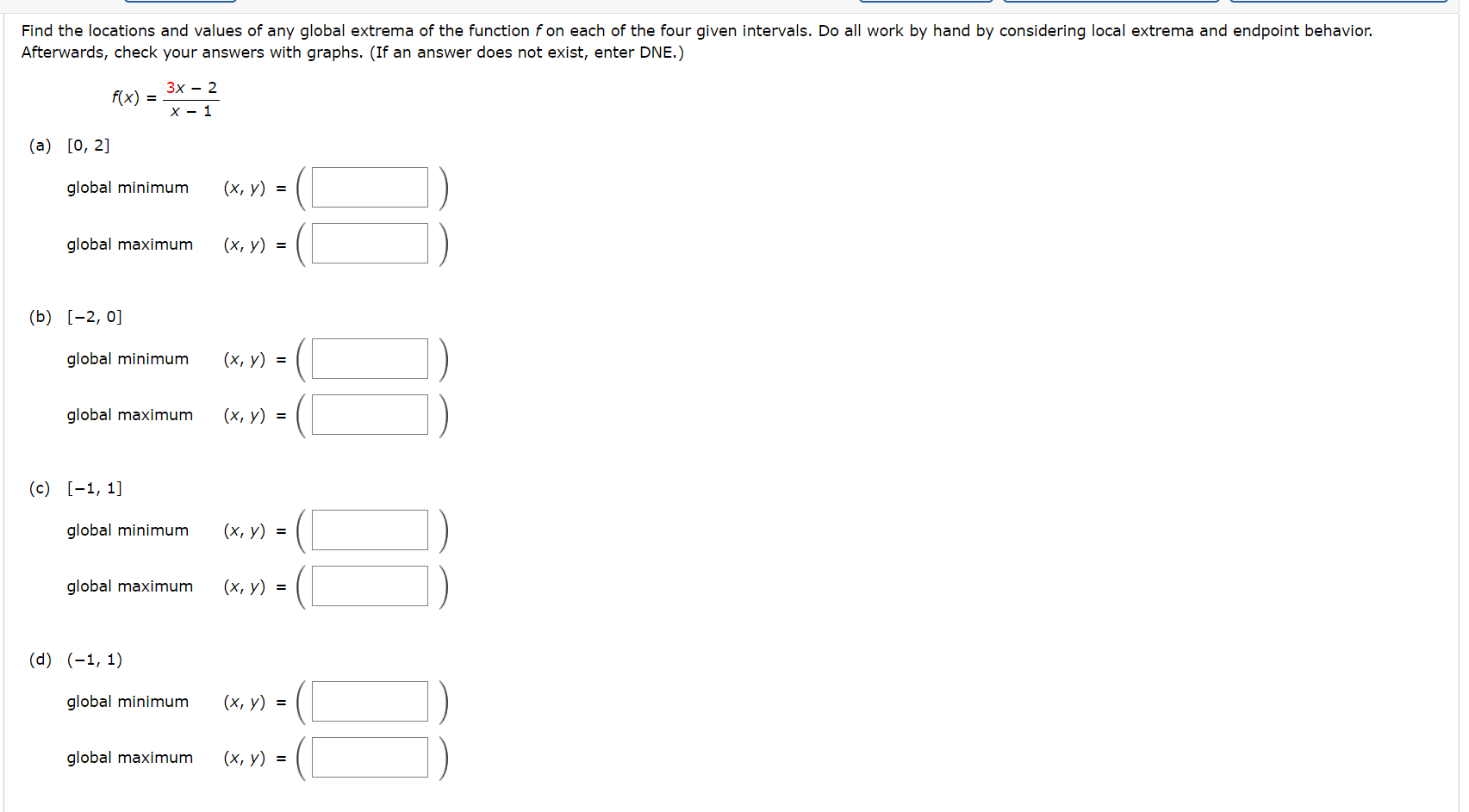 Solved Find the locations and values of any global extrema | Chegg.com