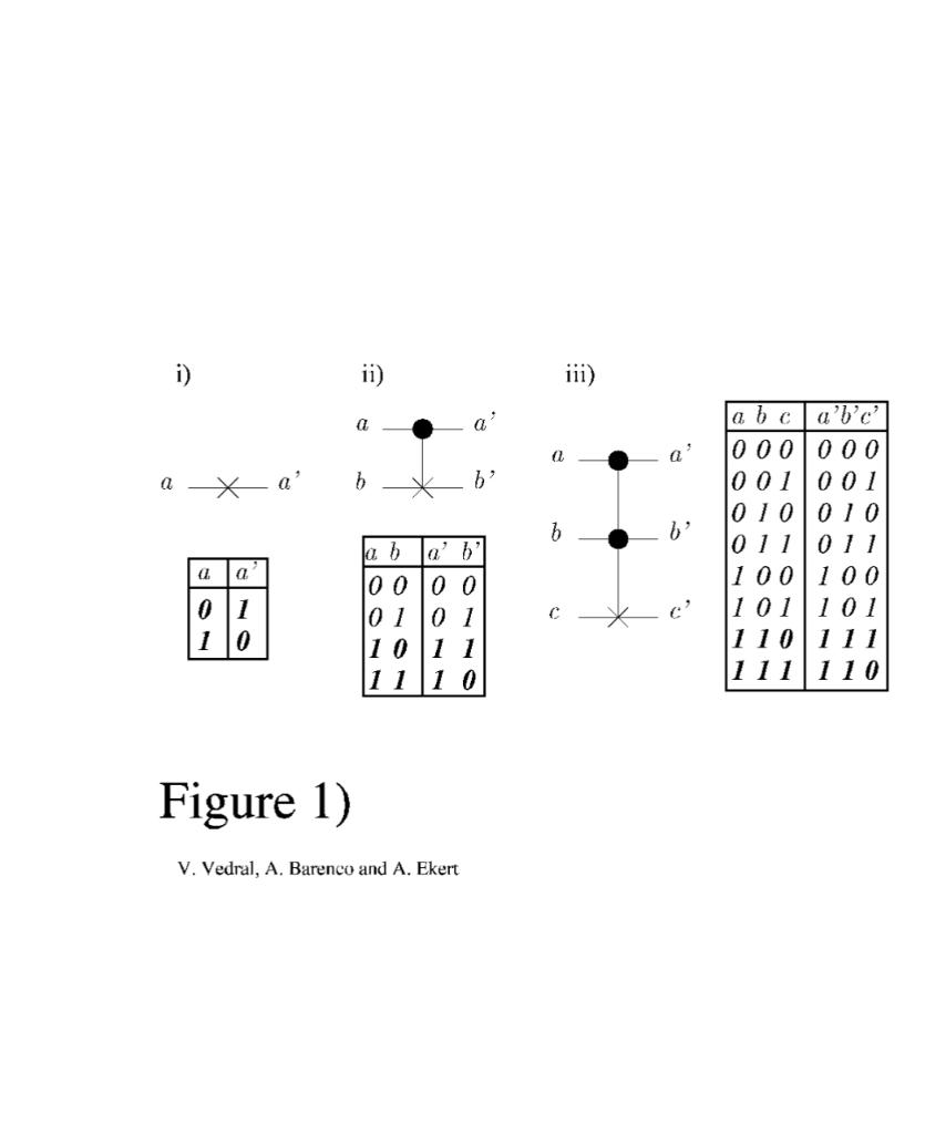 Solved i) ii) iii) a a′ Figure 1) V. Vedral, A. Barenco and | Chegg.com