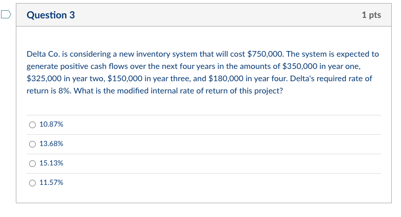 Solved Delta Co. is considering a new inventory system that | Chegg.com