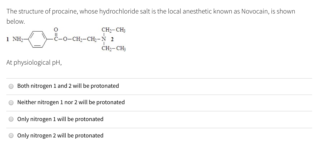 Solved The structure of procaine, whose hydrochloride salt | Chegg.com