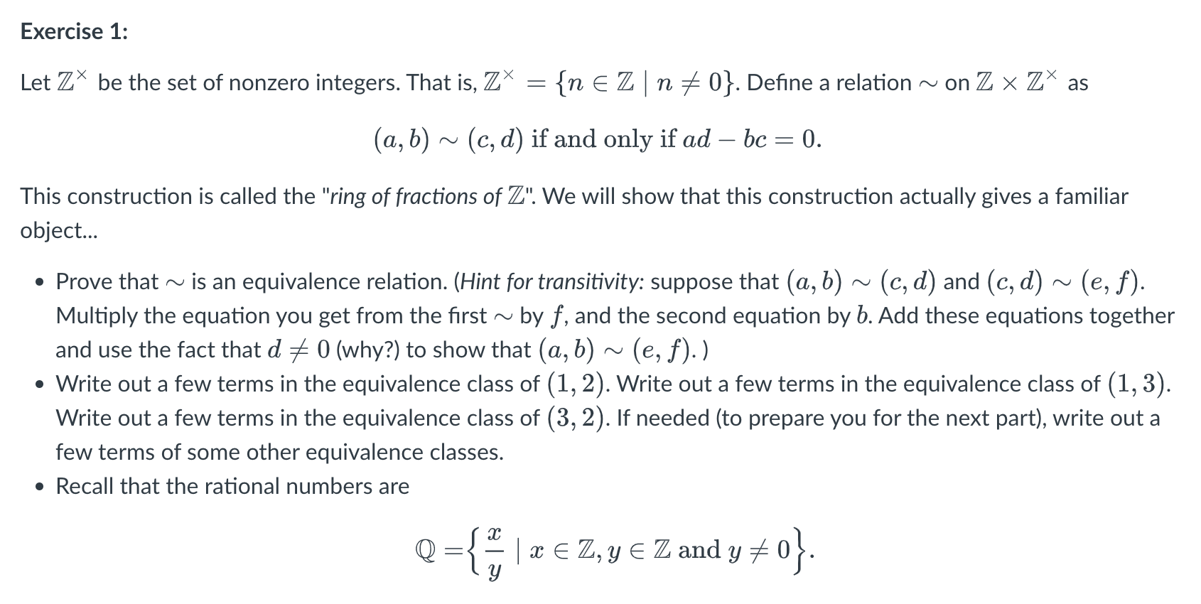 Solved Let Z×be the set of nonzero integers. That is, | Chegg.com