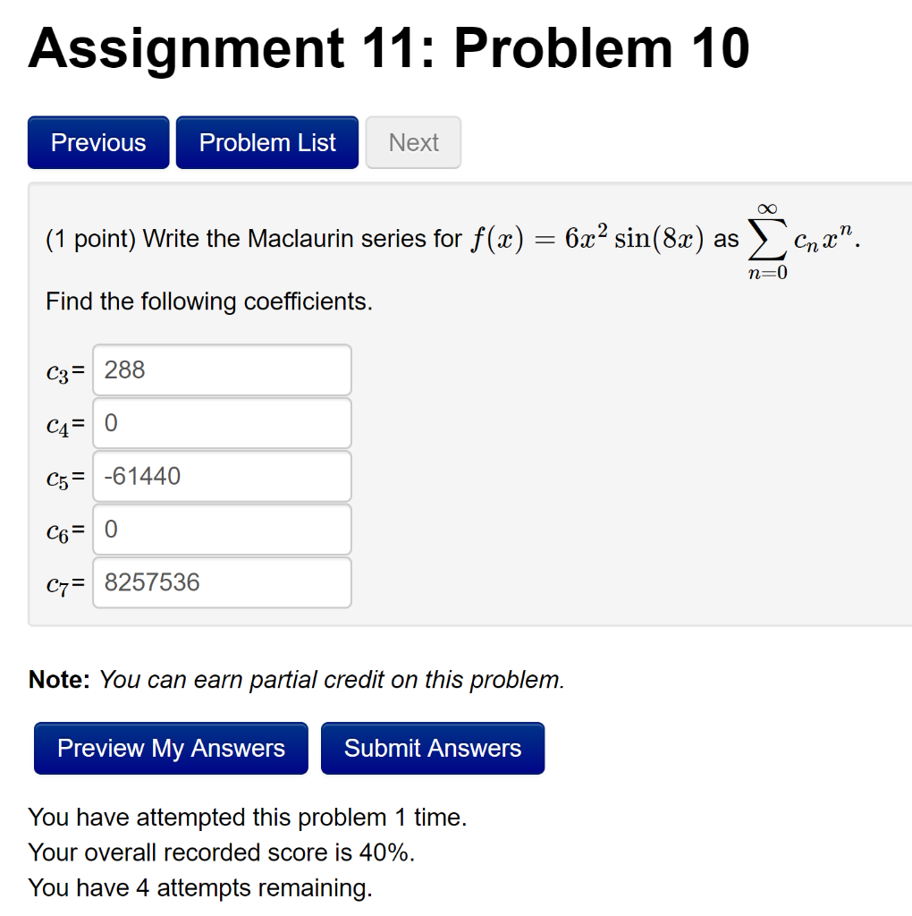 Solved Assignment 11: Problem 10 PreviouS Problem List Next | Chegg.com