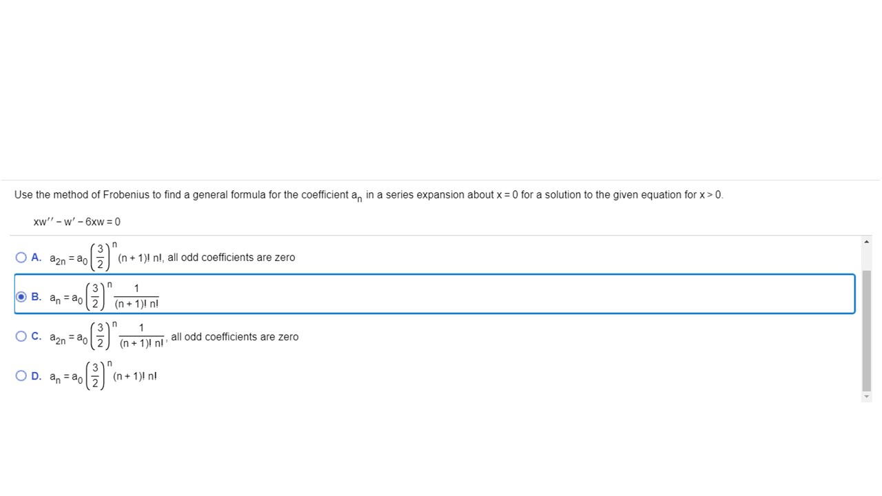 Solved Use the method of Frobenius to find a general formula | Chegg.com
