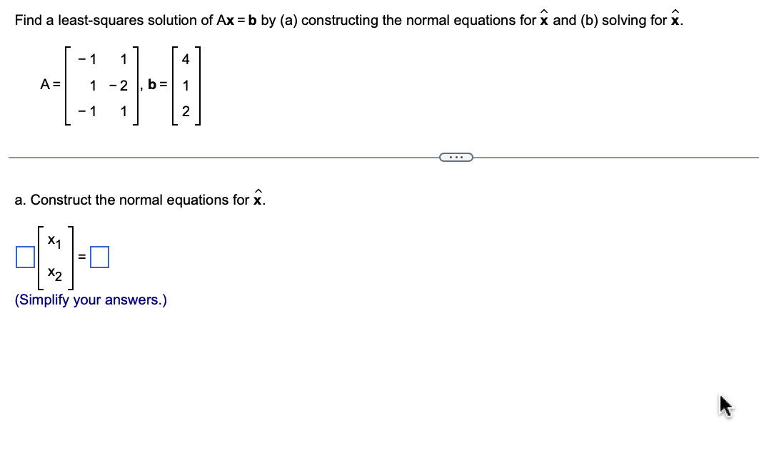Solved Find a least-squares solution of Ax=b by (a | Chegg.com