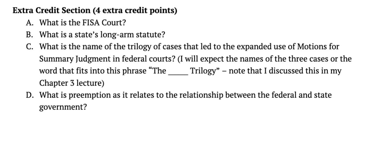 Solved Extra Credit Section (4 extra credit points) A. What | Chegg.com