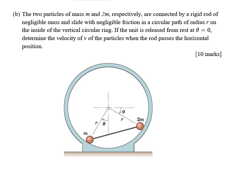 Solved (b) The two particles of mass m and 2m, respectively, | Chegg.com