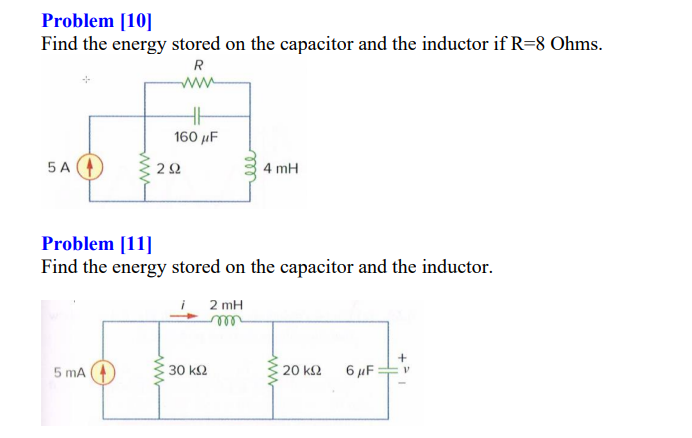 Solved Problem [10] Find the energy stored on the capacitor | Chegg.com