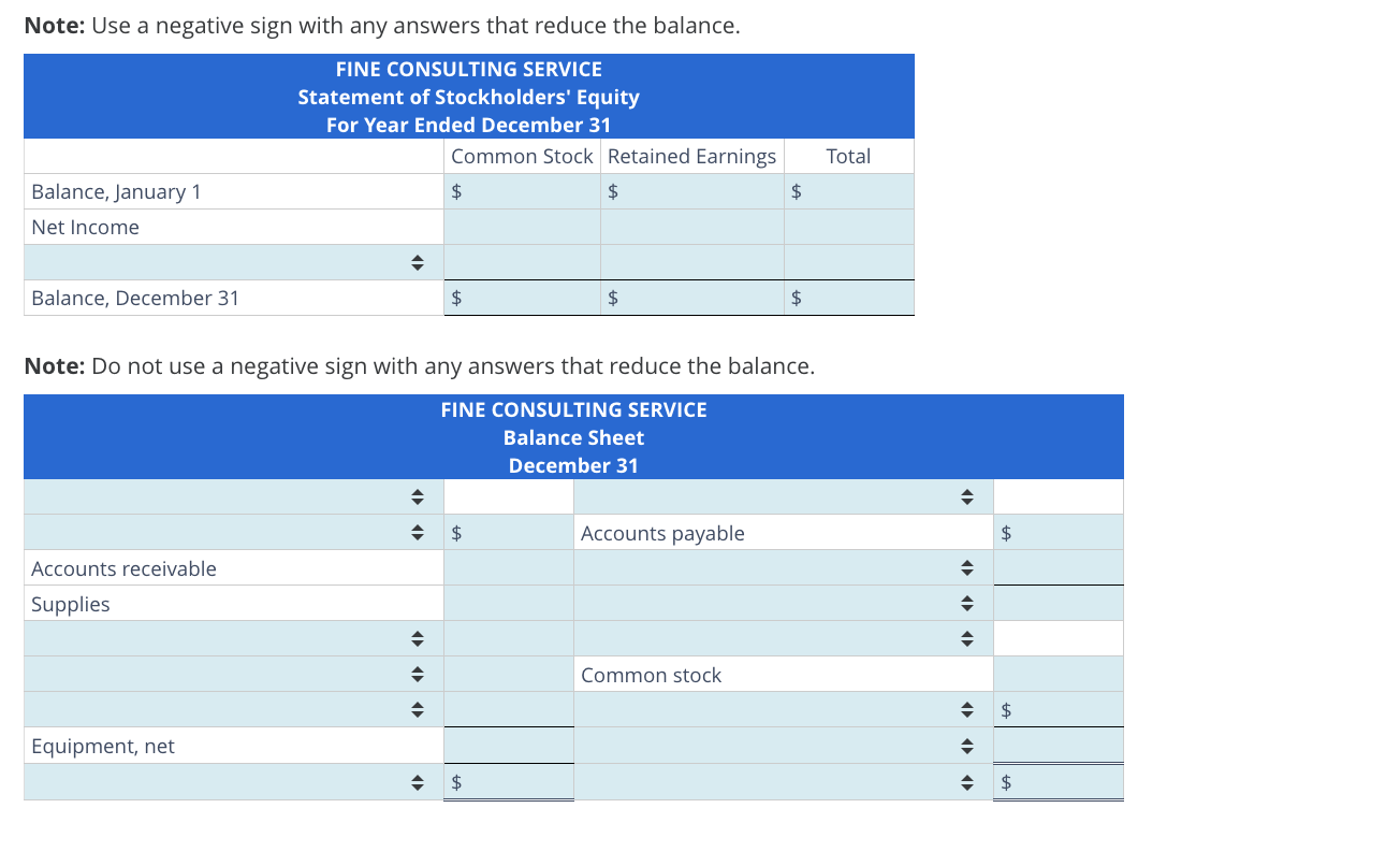 Solved The adjusted balances shown below are for Fine | Chegg.com