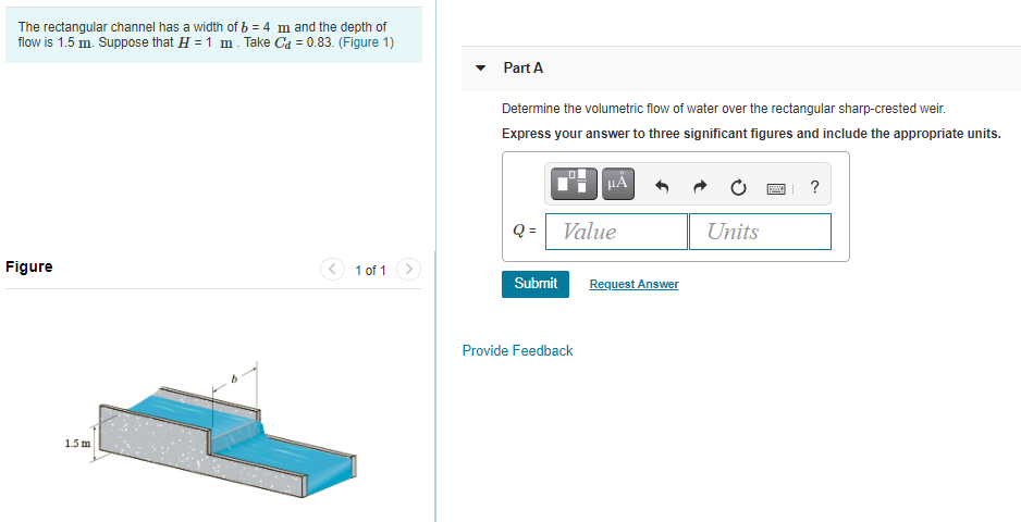 Solved The rectangular channel has a width of b = 4 m and | Chegg.com
