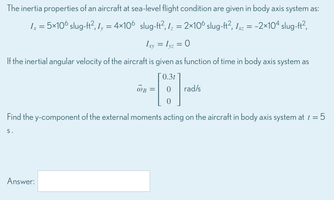 Solved The inertia properties of an aircraft at sea-level | Chegg.com