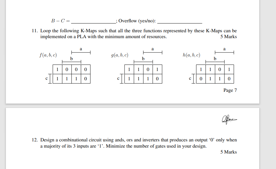 Solved B-C= ; Overflow (yes/no): 11. Loop the following | Chegg.com