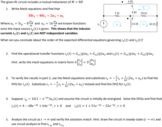 Solved The given RL circuit includes a mutual inductance of | Chegg.com