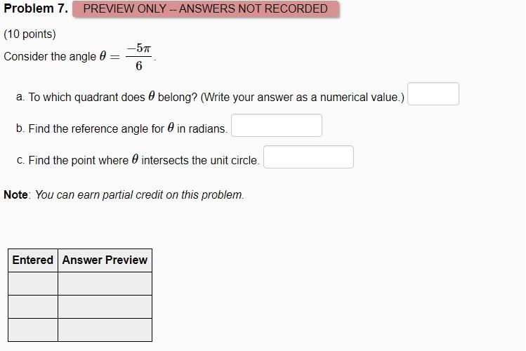 Solved Problem 7. PREVIEW ONLY -- ANSWERS NOT RECORDED (10 | Chegg.com