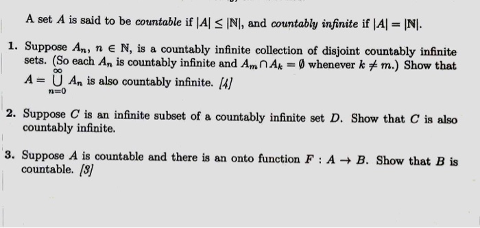 Solved A set A is said to be countable if Al s INI, and | Chegg.com