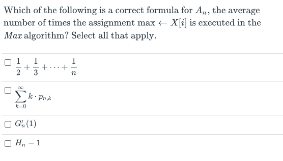 Solved Which of the following is a correct formula for An, | Chegg.com