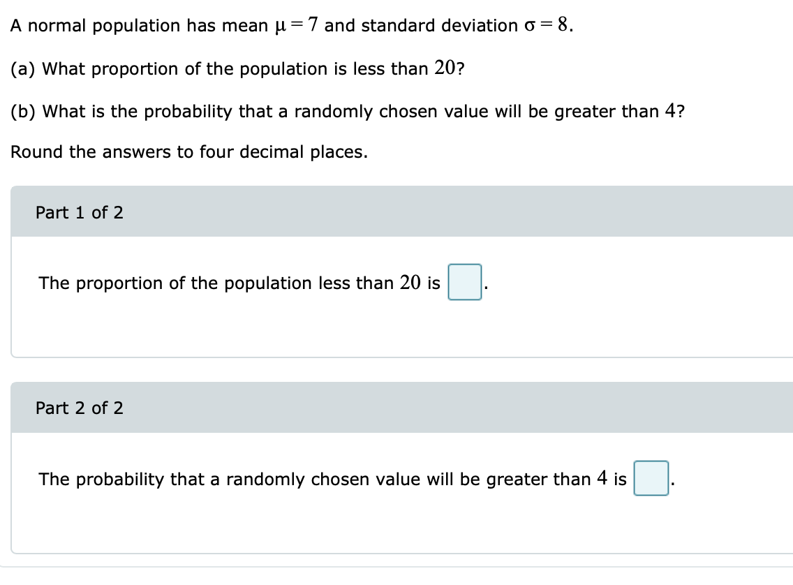Solved A Normal Population Has Mean U 7 And Standard Chegg