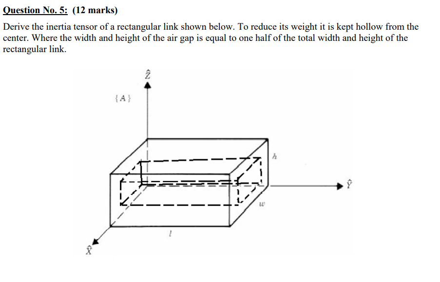 Solved Question No. 5: (12 marks) Derive the inertia tensor | Chegg.com