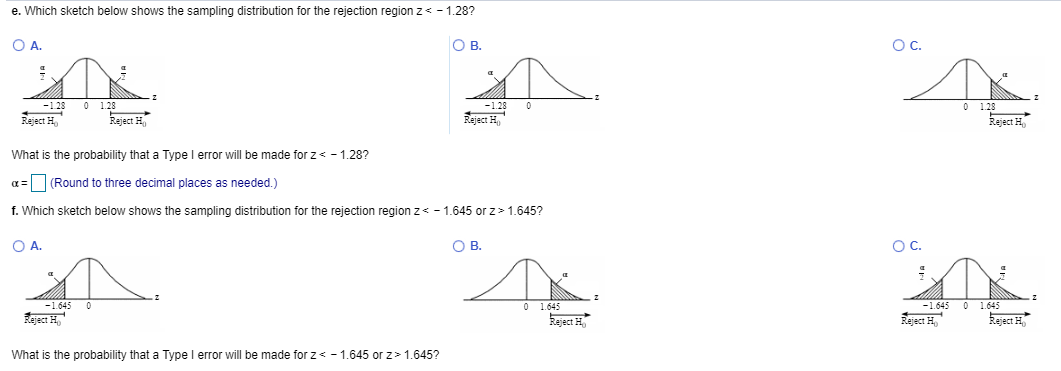 Solved For each of the following rejection regions, sketch | Chegg.com