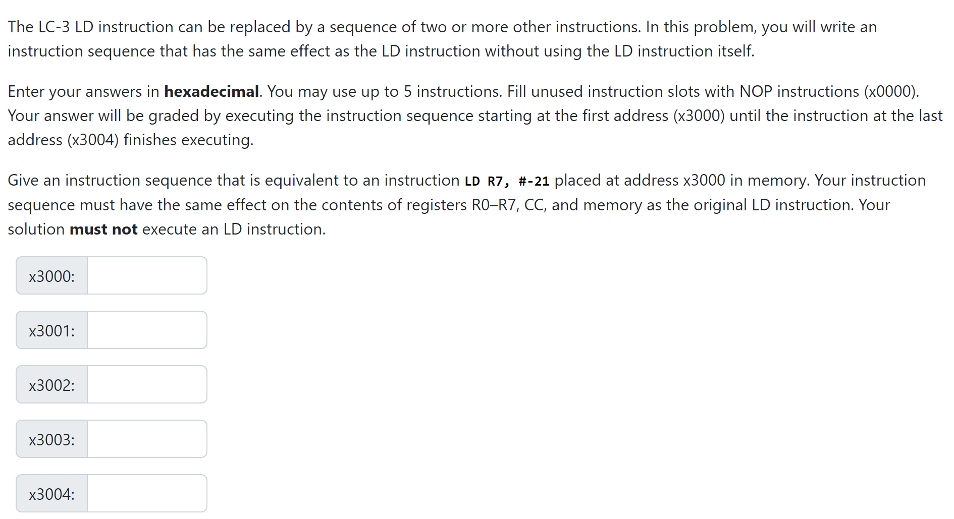 Solved The LC-3 ﻿LD instruction can be replaced by a | Chegg.com