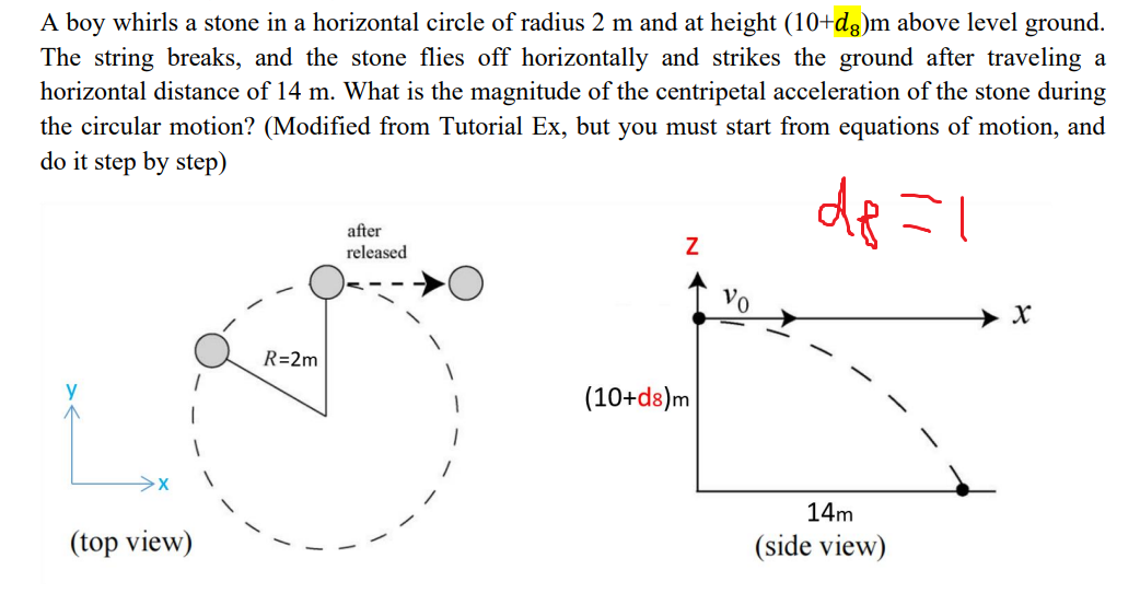 Solved A boy whirls a stone in a horizontal circle of radius | Chegg.com