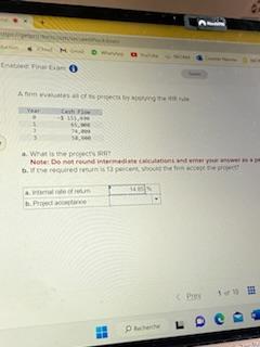 A firm evaluated all of its projects applying | Chegg.com