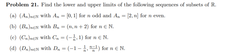 Solved Problem 21. Find the lower and upper limits of the | Chegg.com