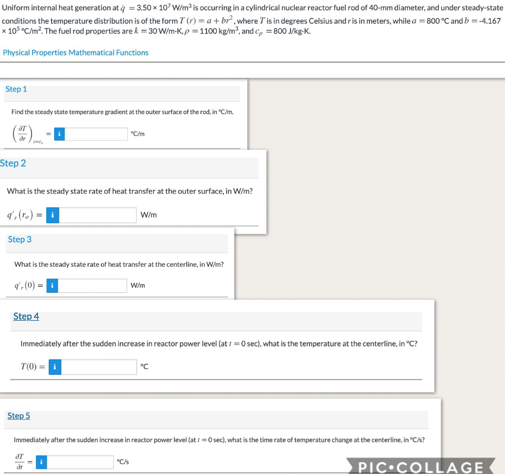 Solved Uniform internal heat generation at 3.50 x 107 W/m3 | Chegg.com