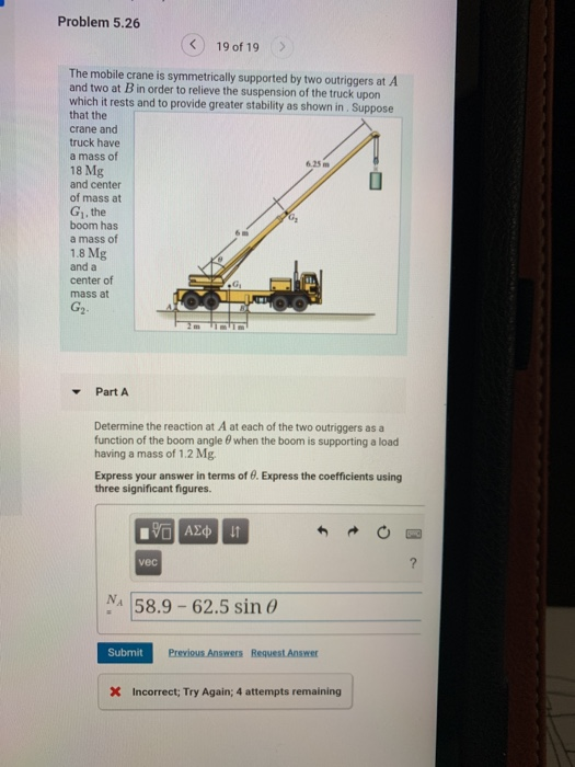 Solved Problem 5.26 19 of 19 The mobile crane is | Chegg.com