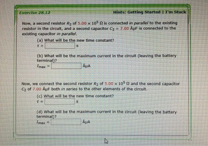 Solved Example 28.12 Charging a Capacitor in an RC Circuit | Chegg.com